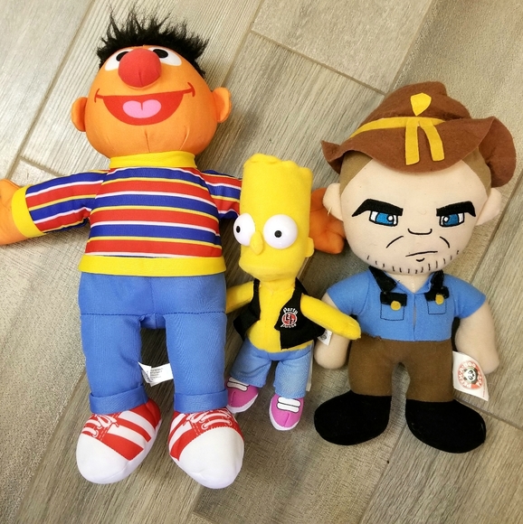 Sesame Street | Toys | 3 Lot Plush Figure Doll The Simpsons Bartsesame ...